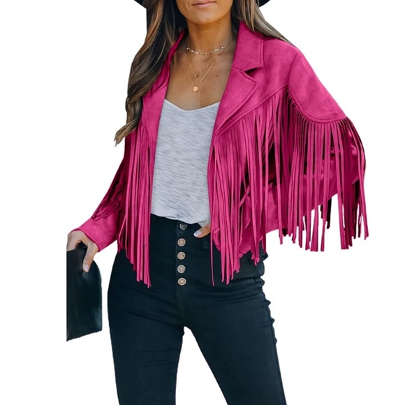 Farysays | Jackets & Coats | New Womens Cropped Fringe Faux Suede ...